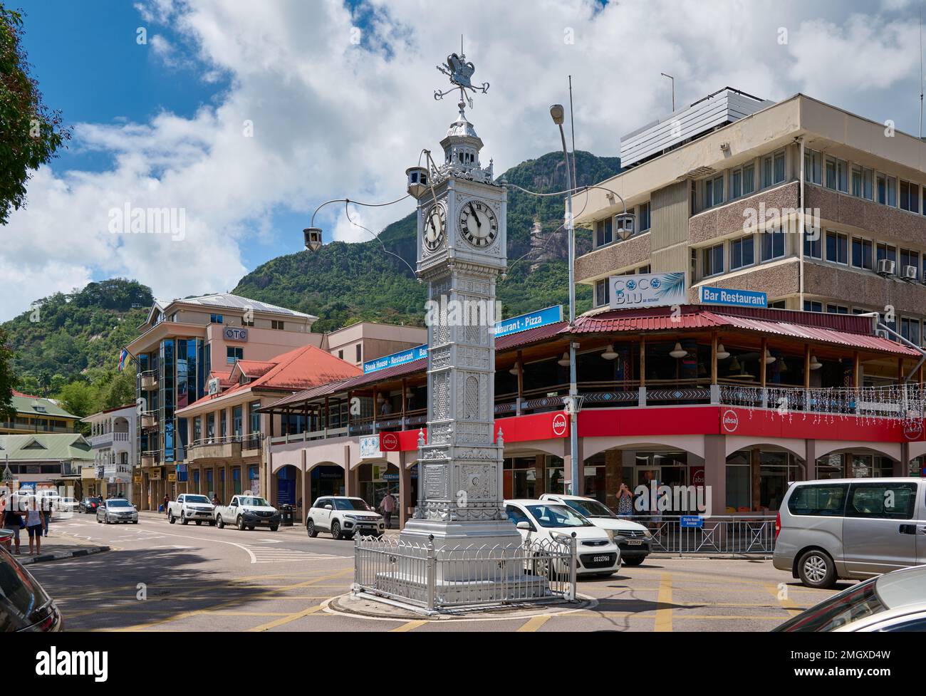 Victoria Clock Tower, Victoria, Mahe, Seychelles Stock Photo - Alamy