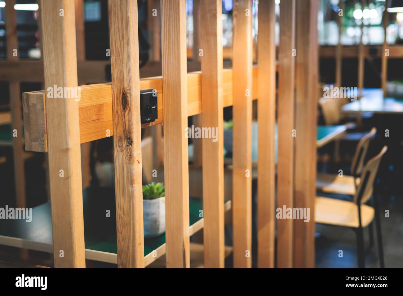 View of a modern food court food hall interior in the big shopping mall ...
