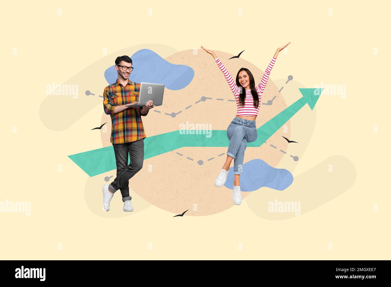 Creative abstract template collage of businessman businesswoman ...