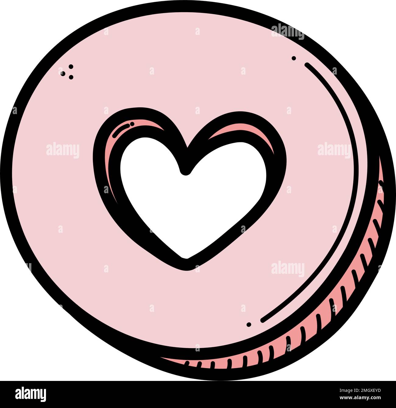 Valentines day decorated doodle cookie. Gingerbread heart cookie vector ...