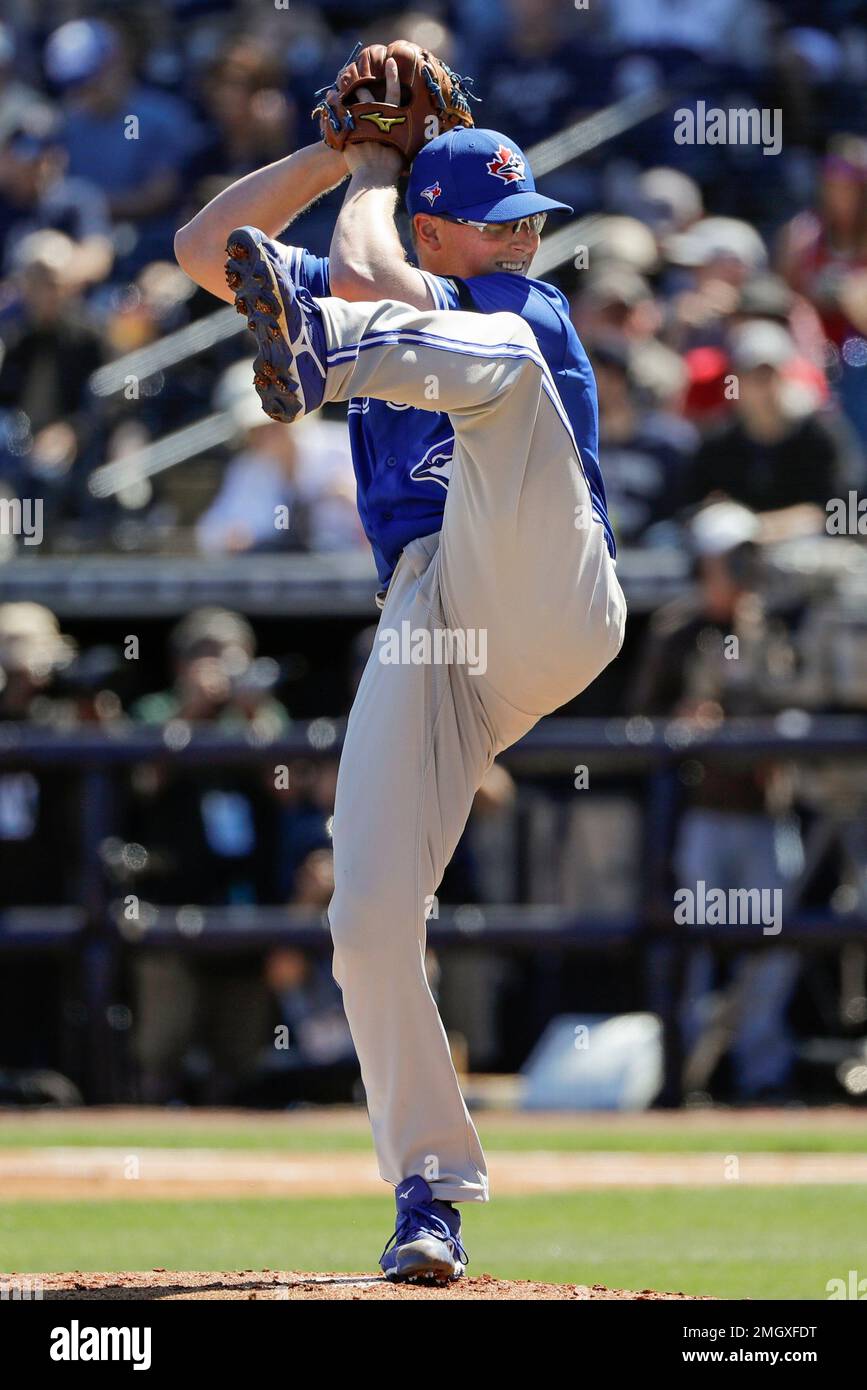 Toronto Blue Jays starting pitcher Trent Thornton delivers a pitch ...