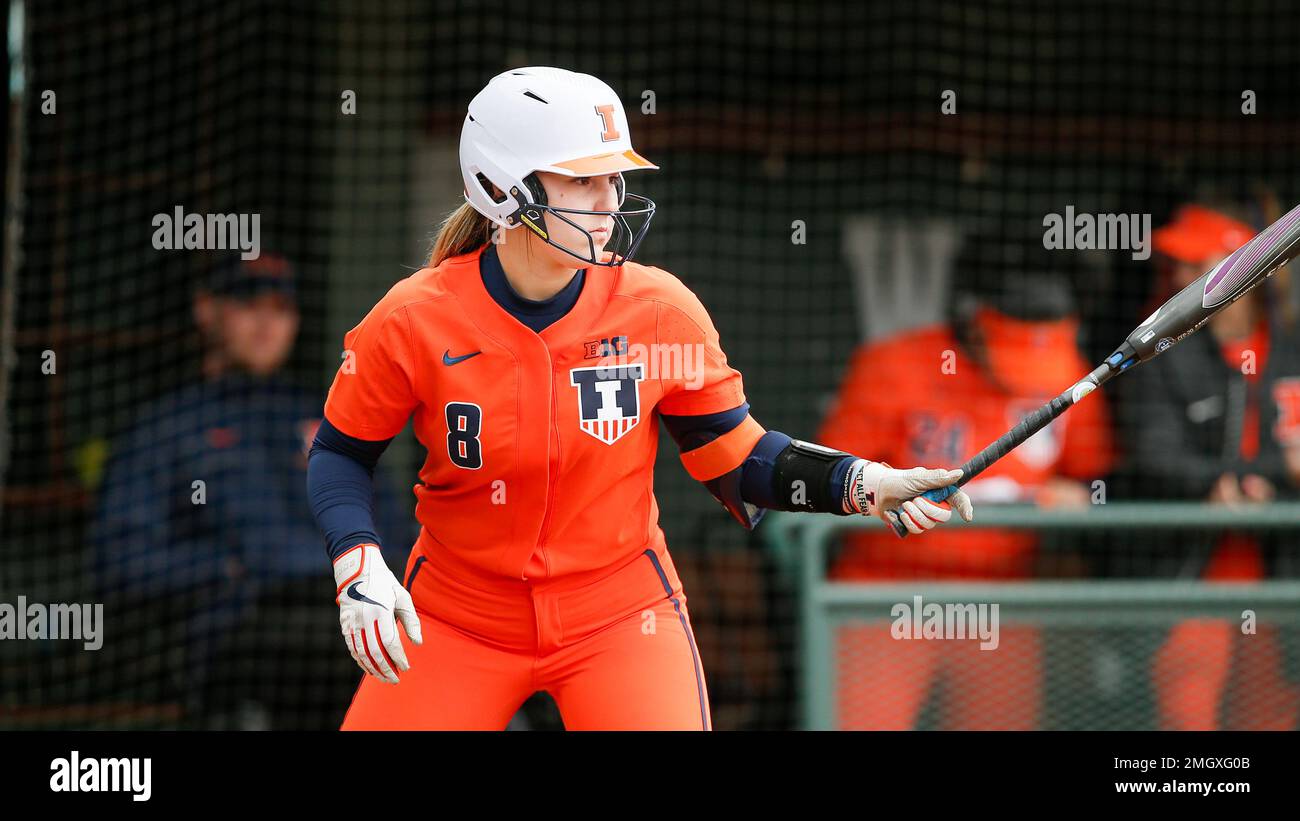 Illinois freshman Delaney Rummell bats during an NCAA softball game ...