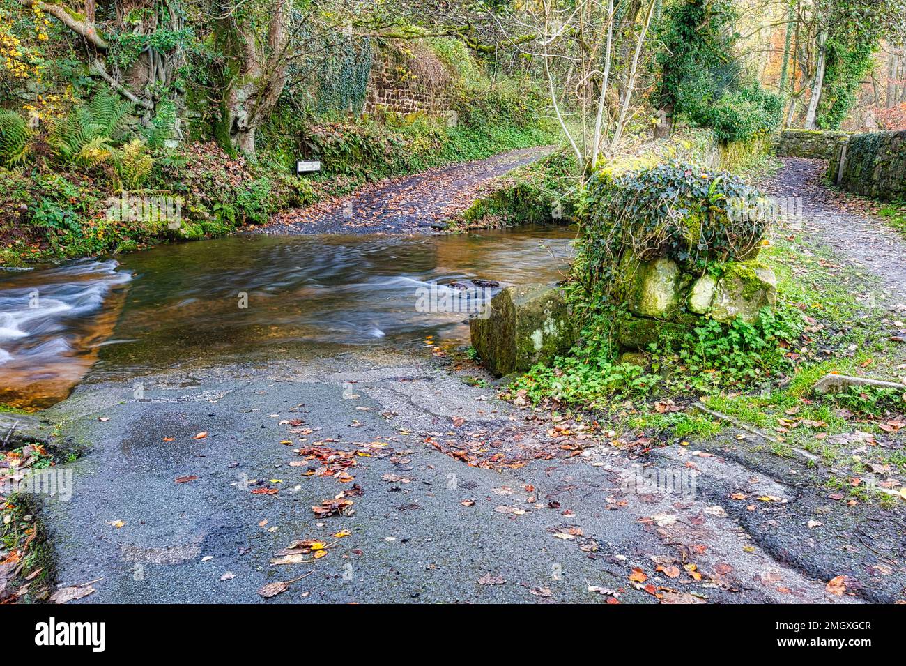 Ford crossing, Wood Cottage Lane intersects with River Clywedog at Nant ...