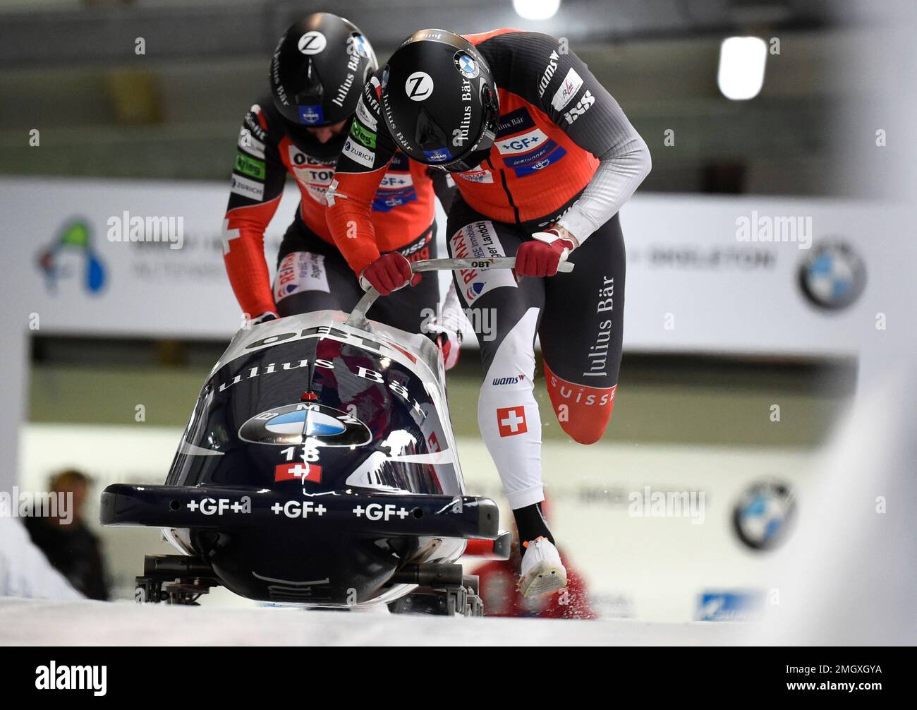 Switzerland's Michael Vogt and Sandro Michel compete during the two-man ...
