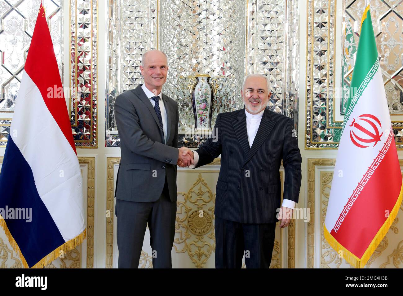 Iranian Foreign Minister Mohammad Javad Zarif, right, and his Dutch ...