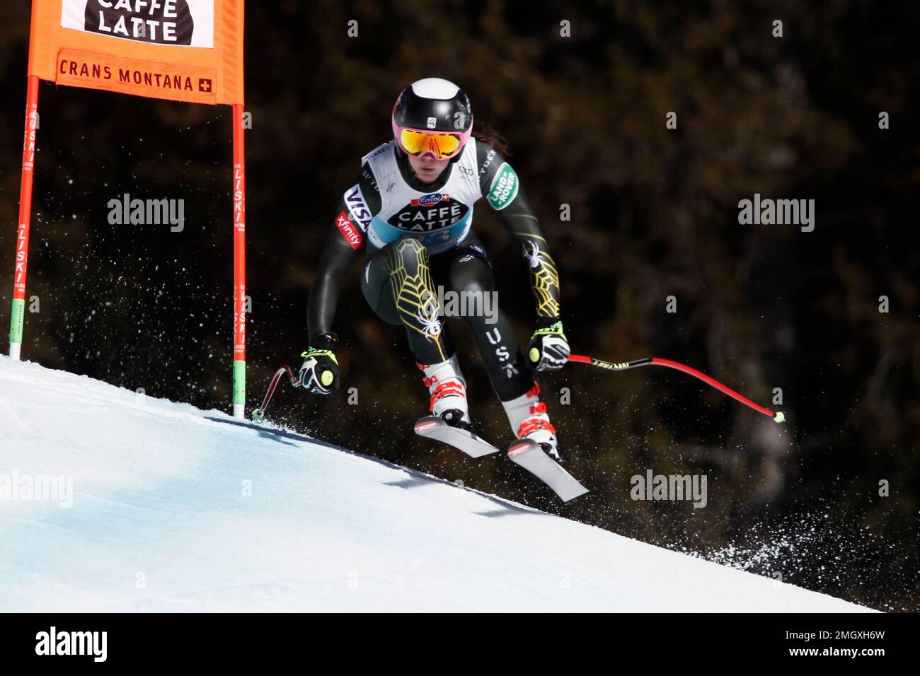 United States' Alice Merryweather speeds down the course during an ...