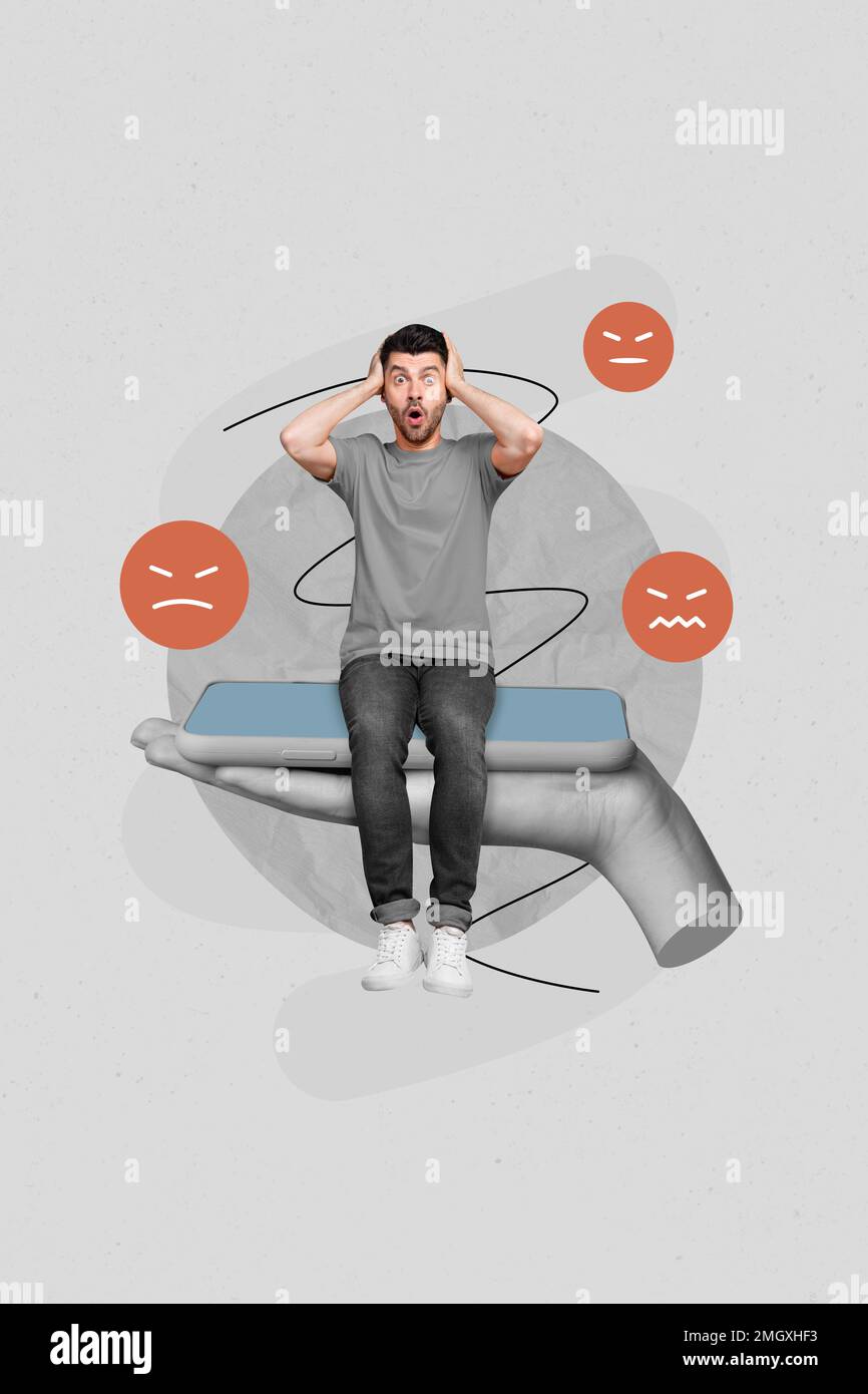 3d retro abstract creative artwork template collage of astonished ...