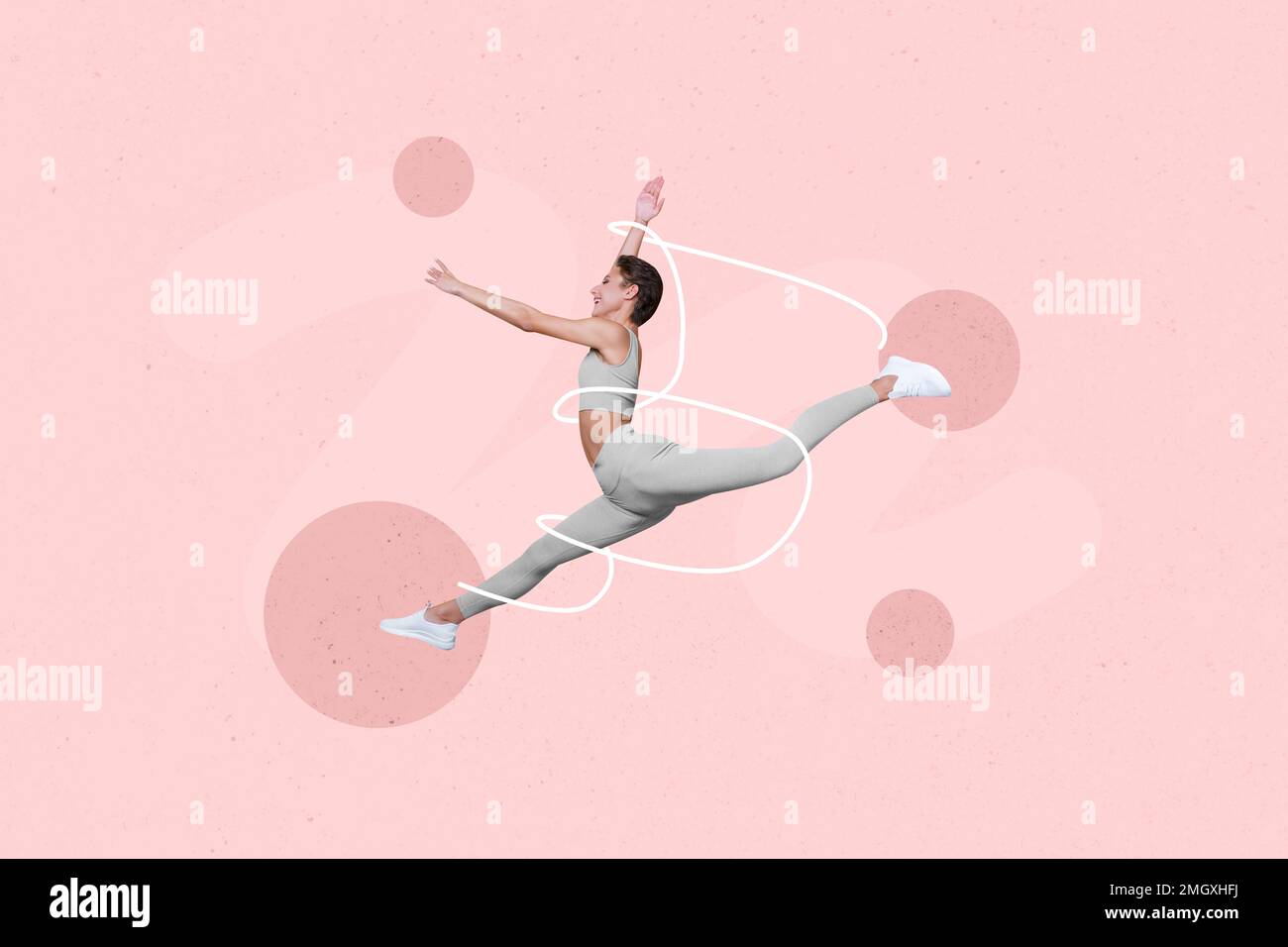 Creative photo 3d collage artwork poster of funny sporty lady training ...