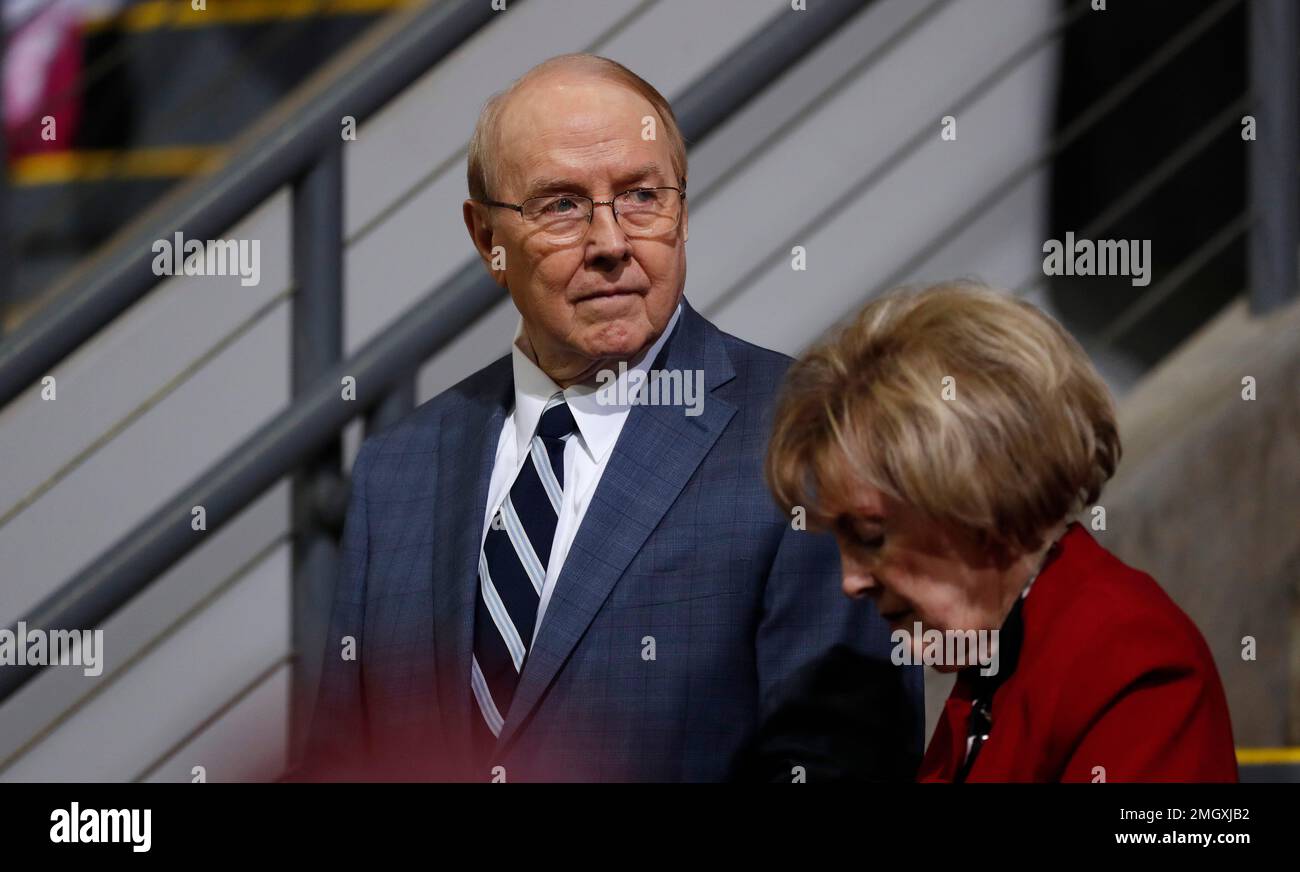 Dr. James Dobson waits for President Donald Trump to speak at a ...
