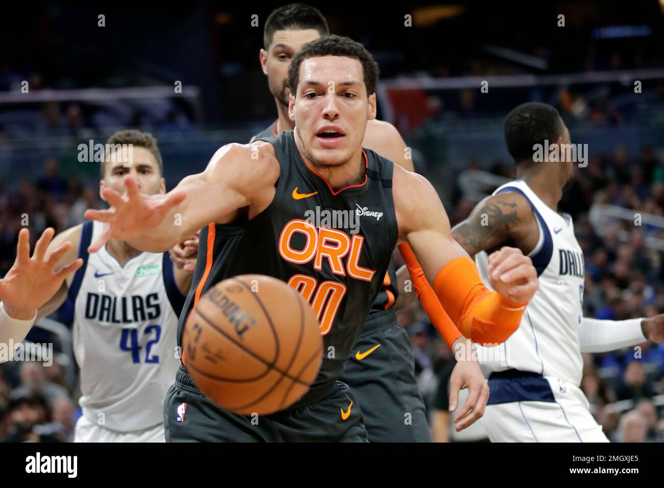 Orlando Magic forward Aaron Gordon goes after a loose ball during the ...