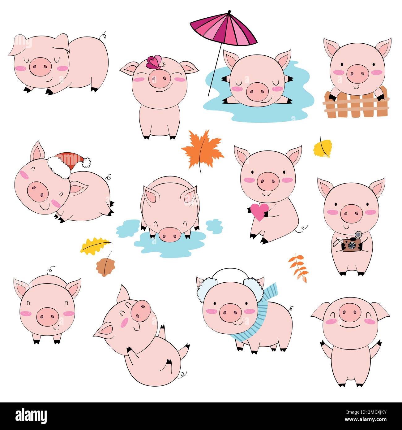 Vector cartoon pigs Stock Vector Image & Art - Alamy