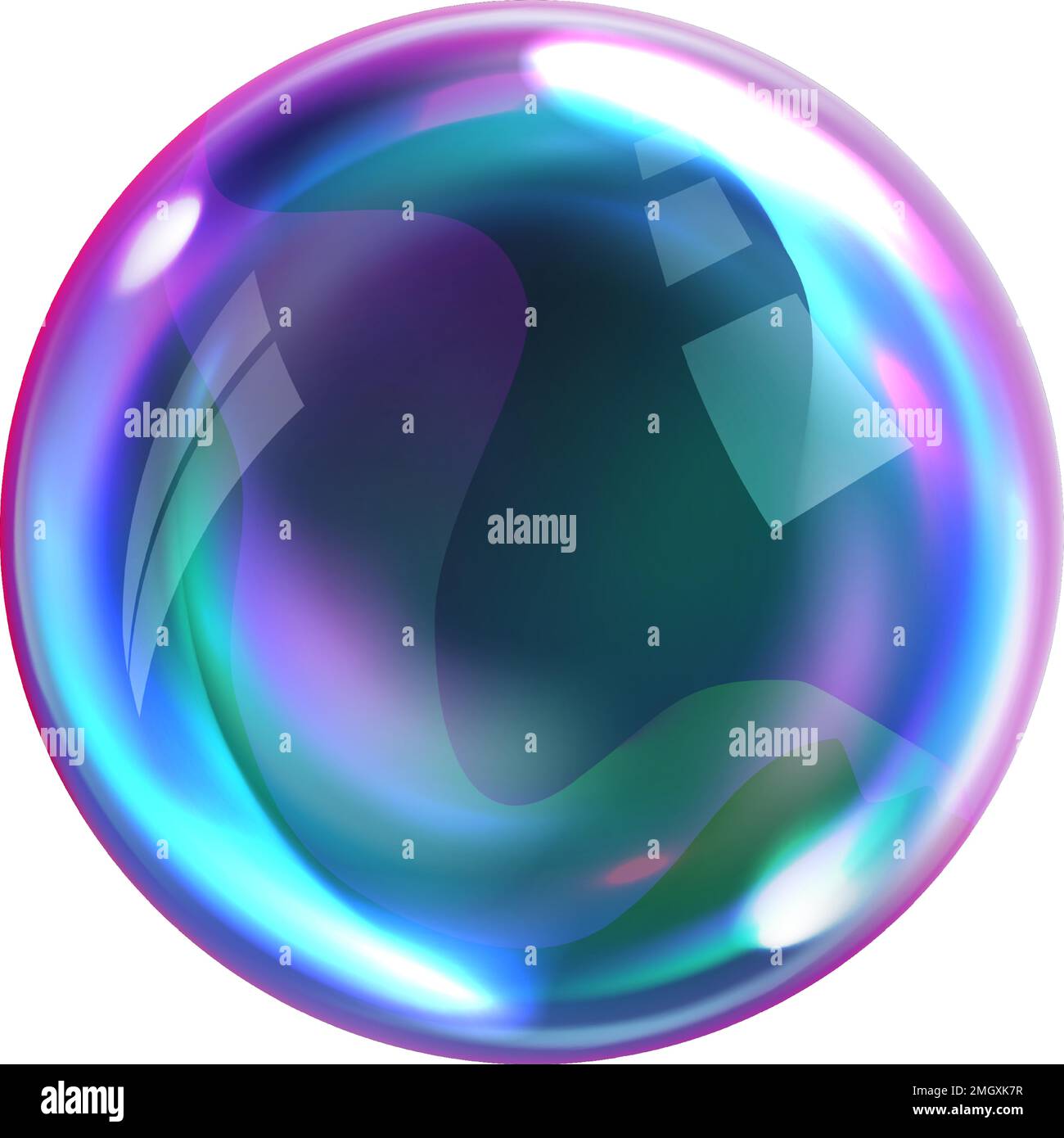Soap bubble, realistic transparent air sphere of rainbow colors with ...