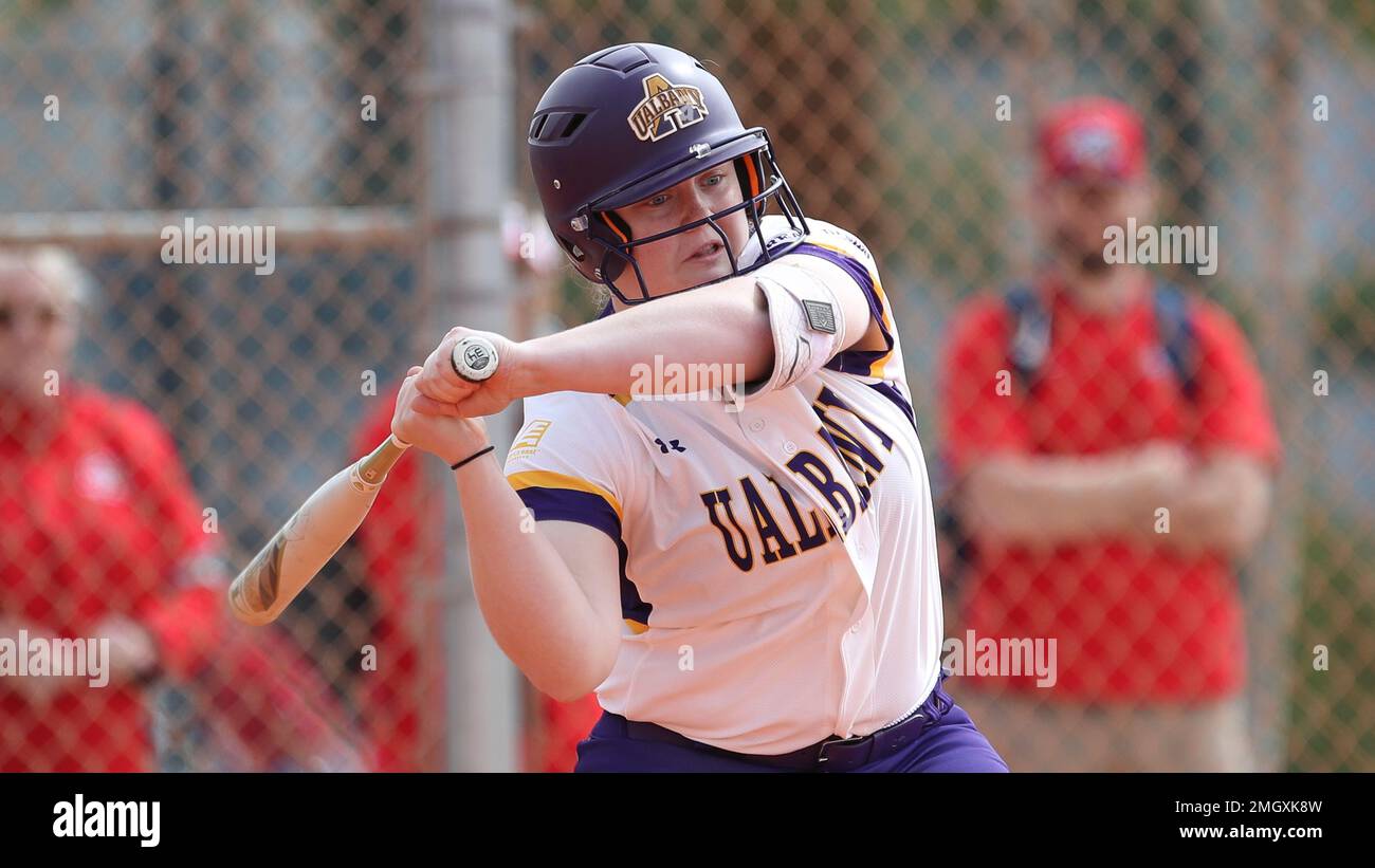 University at Albany catcher Madison Petrella during an NCAA softball ...