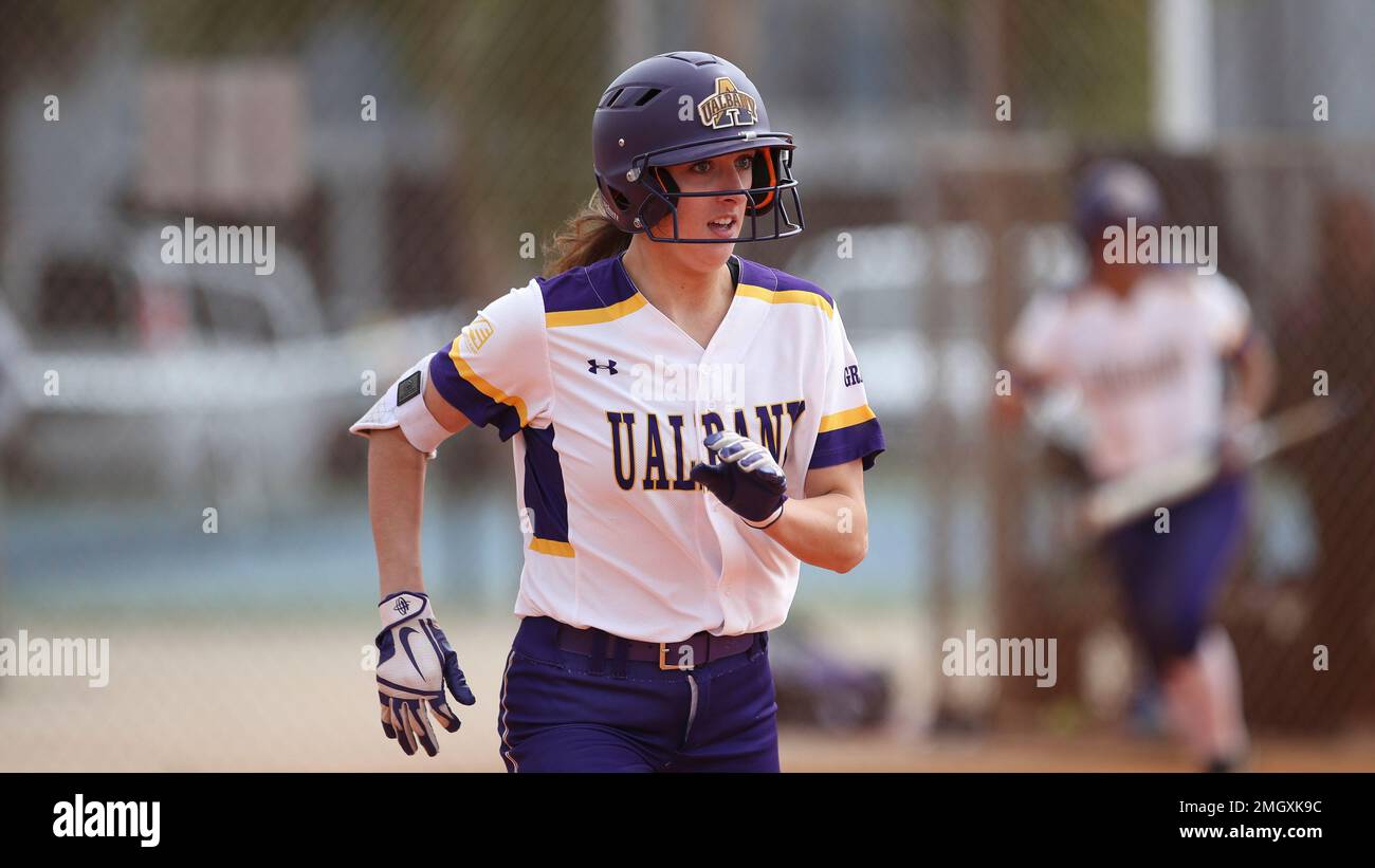 University at Albany outfielder Caitlyn Mitros during an NCAA softball ...