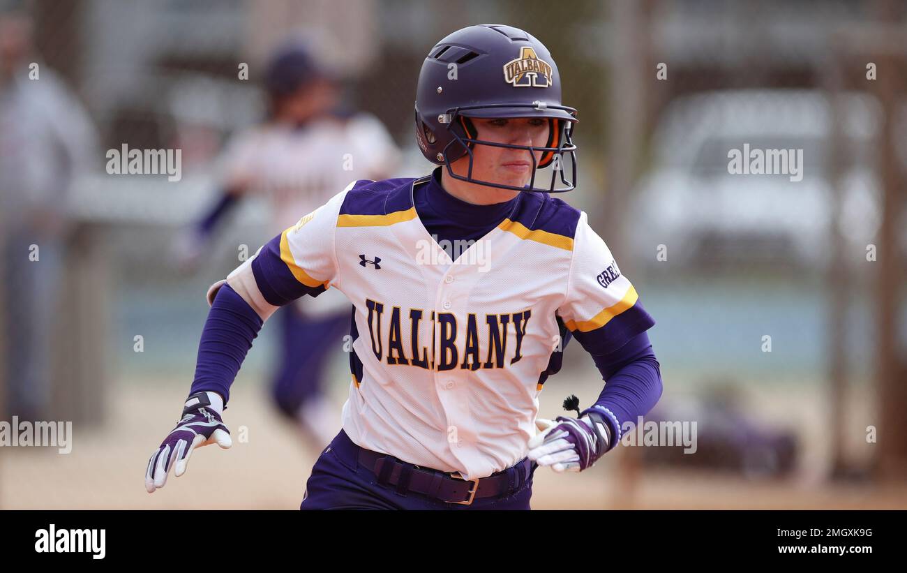 University at Albany outfielder Emma Adams during an NCAA softball game ...