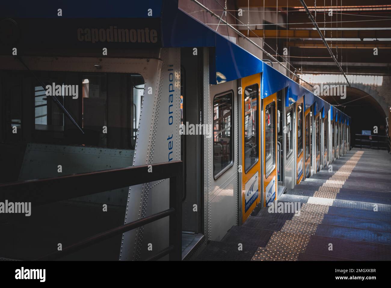 Naples, Italy - 12.06.2022: Funicular cable railway train station Stock ...