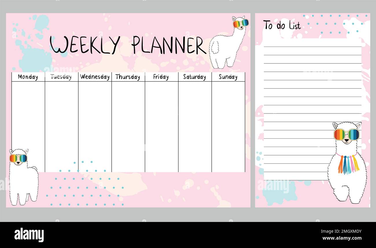 Vector weekly planner Stock Vector Image & Art - Alamy