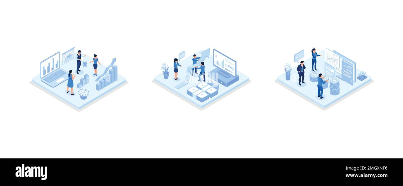 Characters Analyzing Stock Market Data And Planning Investment Strategy