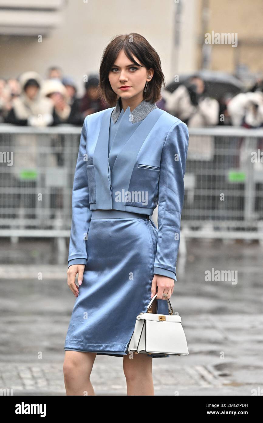 Emilia Jones arriving at Fendi show during Haute Couture Fashion Week ...