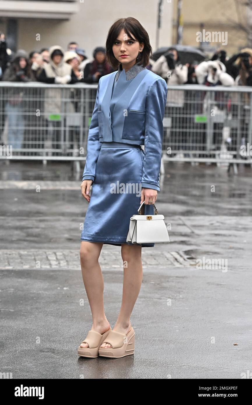 Emilia Jones arriving at Fendi show during Haute Couture Fashion Week ...