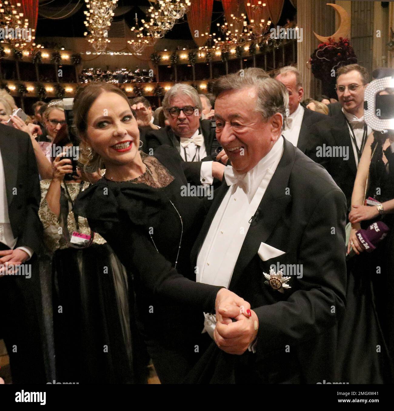 Austrian businessman Richard Lugner, right, dances with Italian actress ...