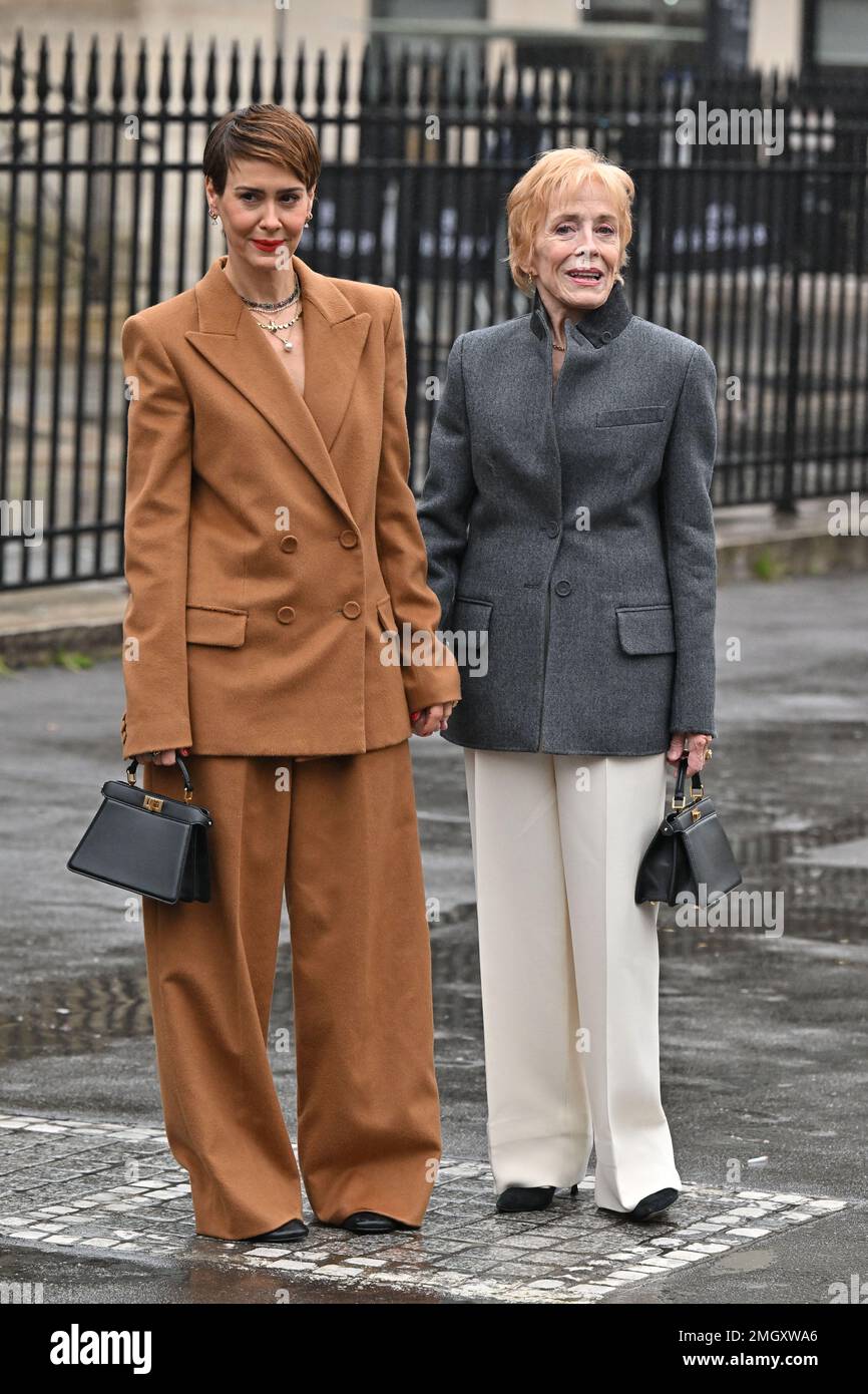 Sarah Paulson, Holland Taylor arriving at Fendi show during Haute ...