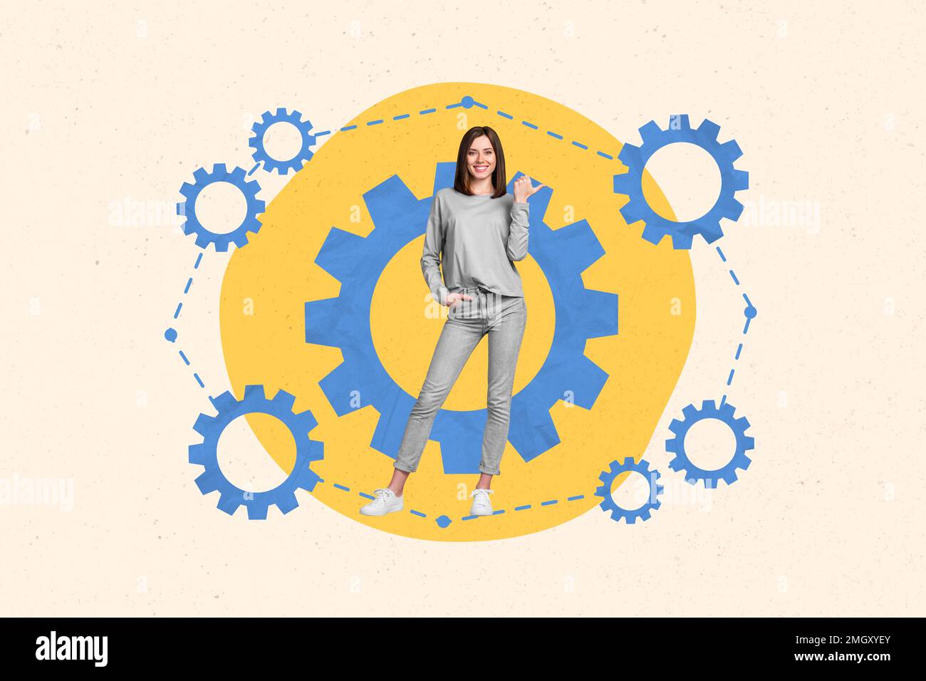 Creative photo 3d collage artwork poster of beautiful lady thinking ...