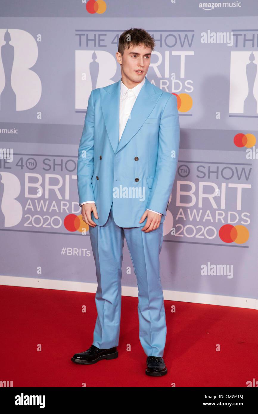Sam Fender poses for photographers upon arrival at Brit Awards 2020 in ...