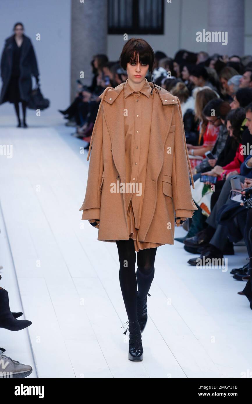A model wears a creation as part of Max Mara's Fall/Winter 2020/2021 collection, presented in ...