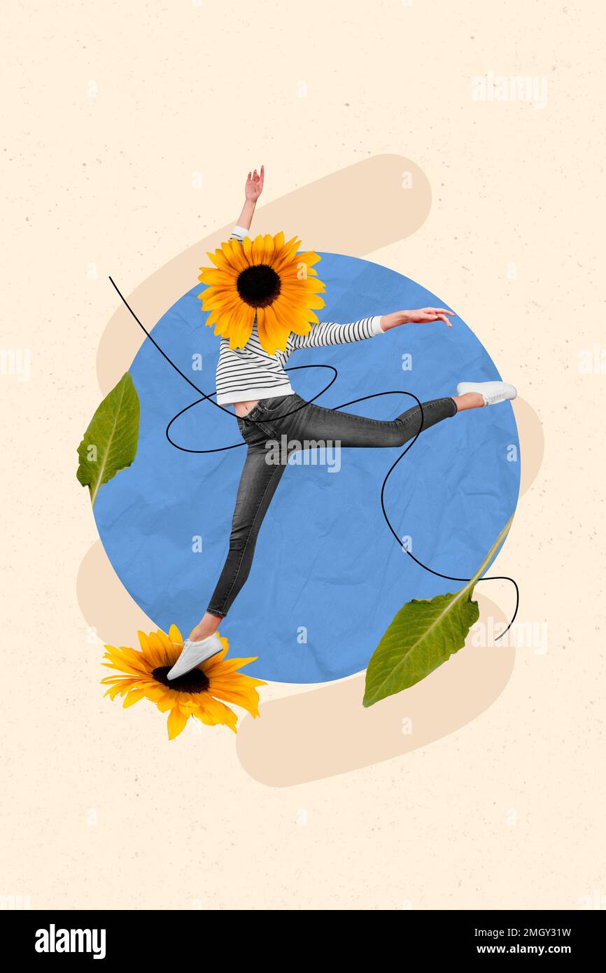 Creative drawing collage picture of dancing elegant excited energetic ...