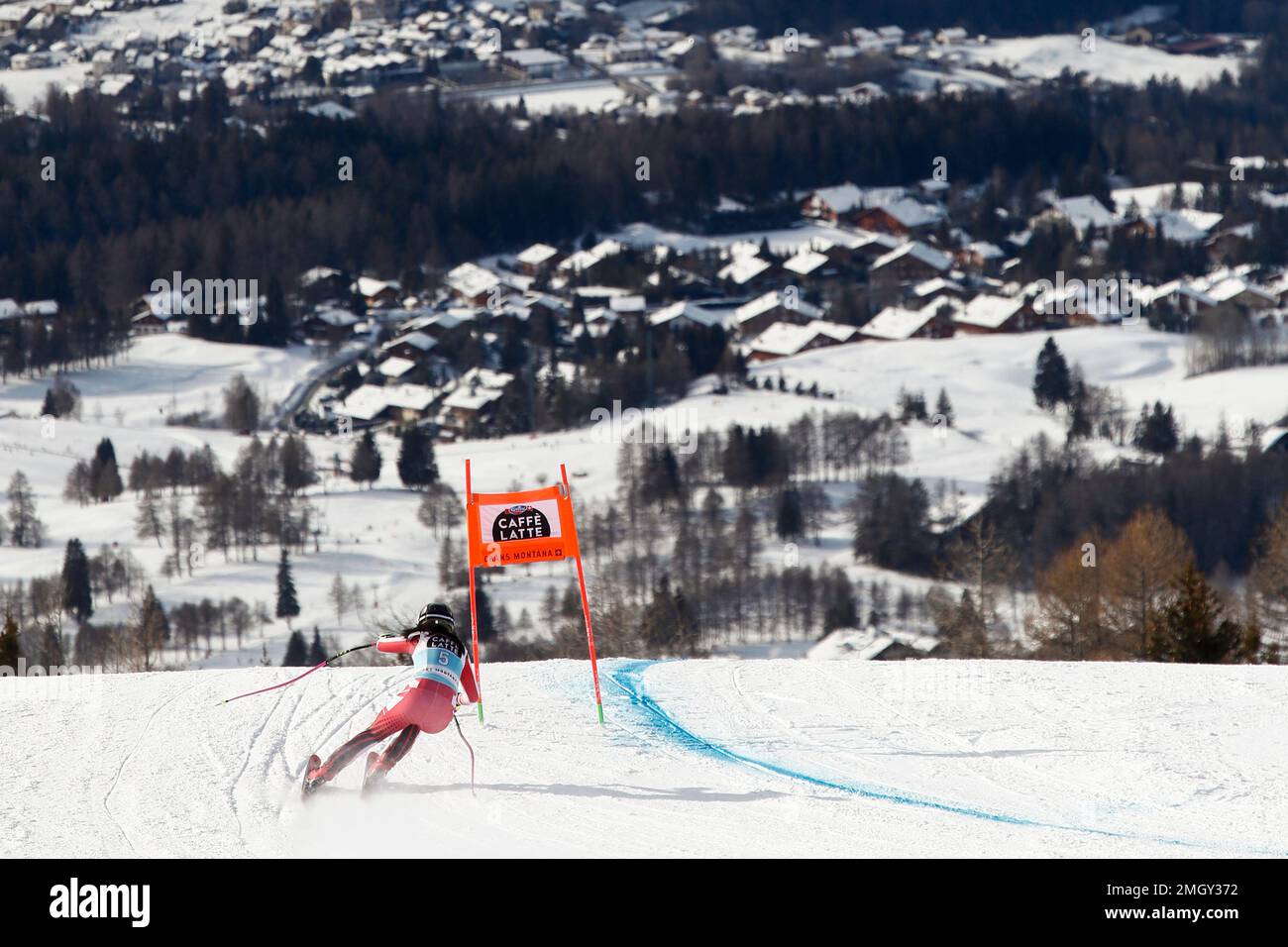 Austria's Stephanie Venier speeds down the course during an alpine ski ...