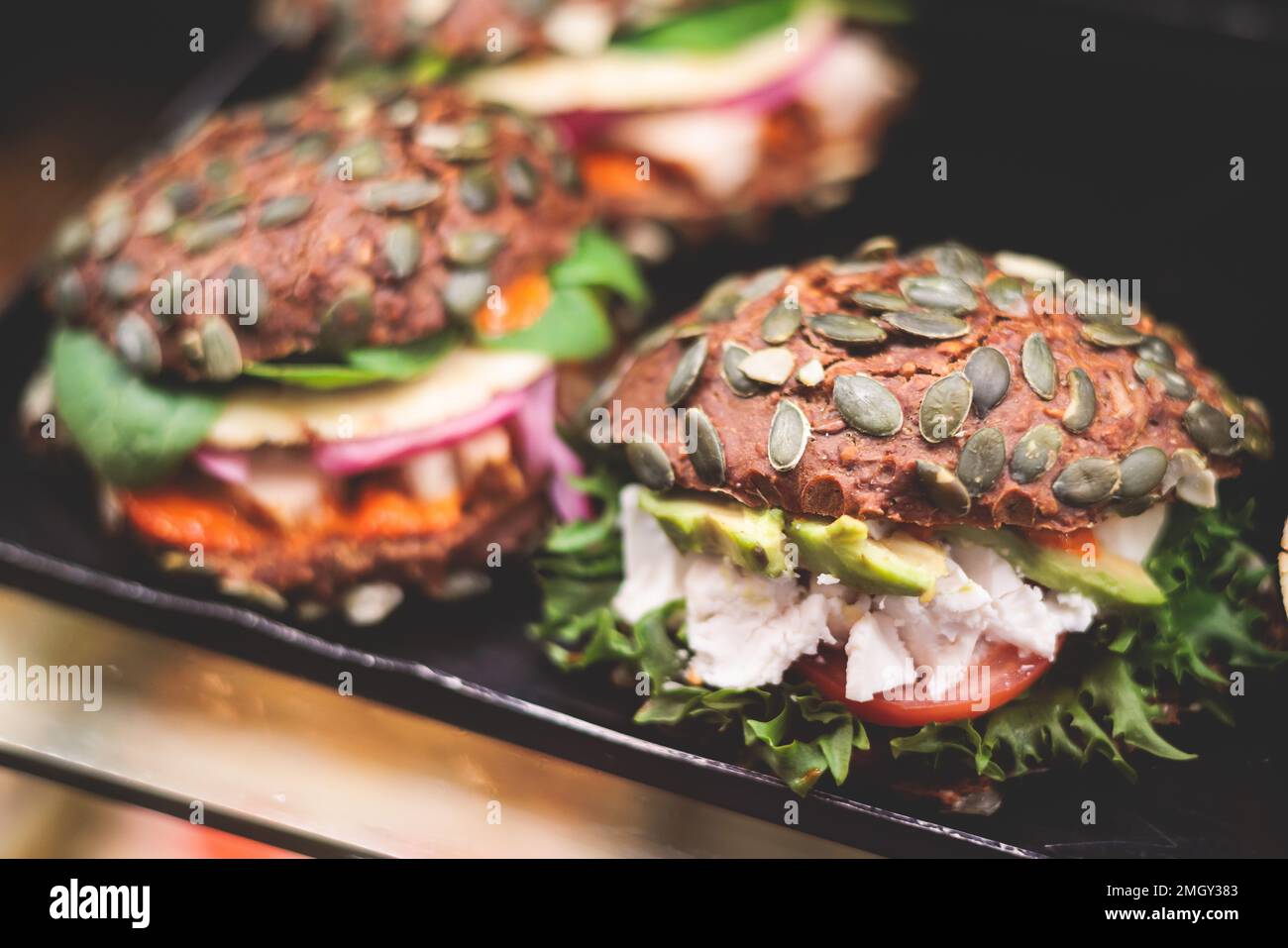 Beautifully decorated catering banquet table on event with different ...
