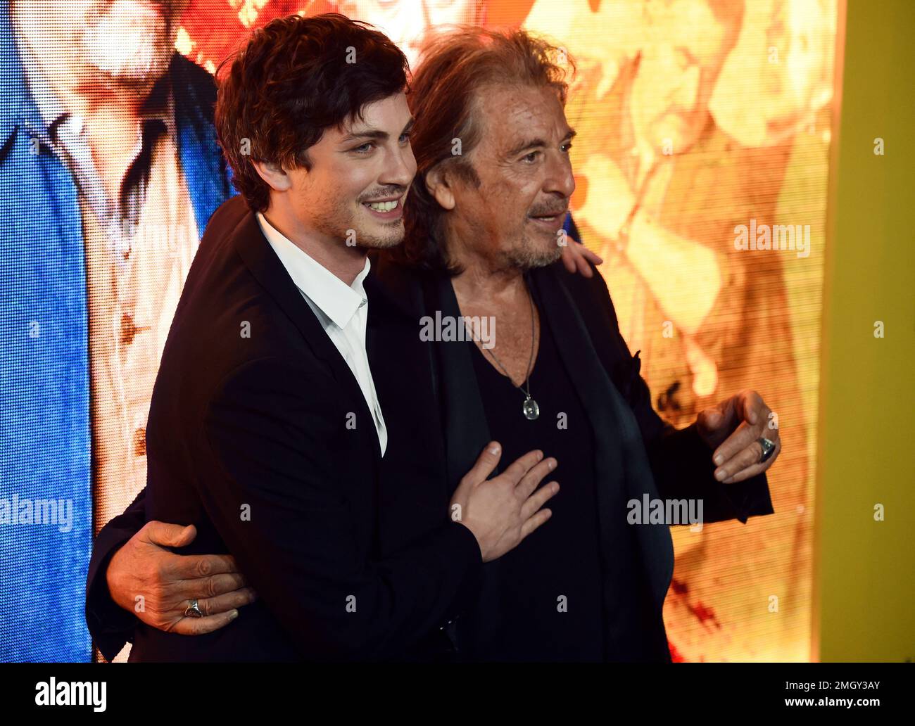 Logan Lerman, left, and Al Pacino, cast members in the Amazon Prime ...