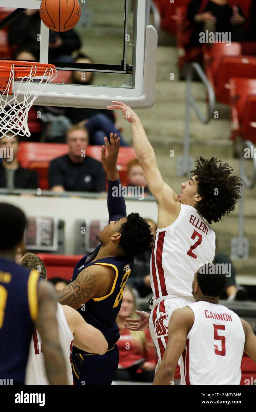 California forward Andre Kelly, left, shoots in front of Washington State forward CJ Elleby ...