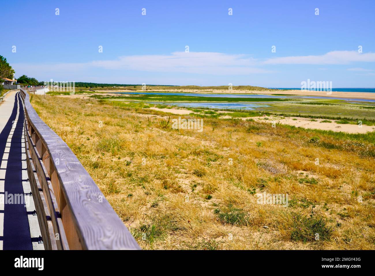 access to atlantic ocean beach in wooden pontoon on Jard-sur-Mer in ...