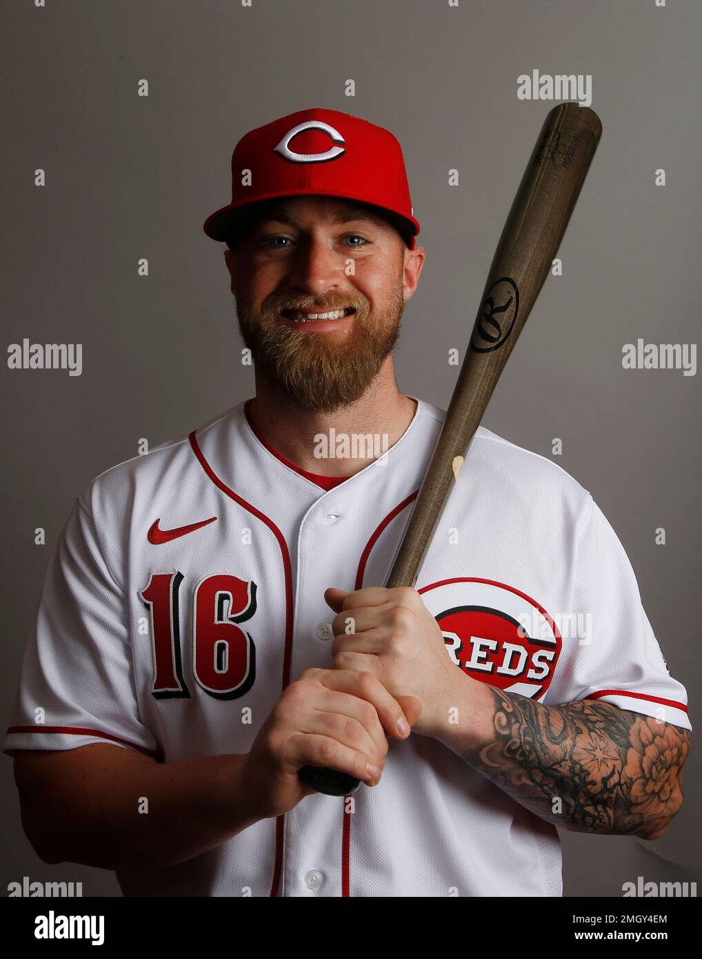 Cincinnati Reds catcher Tucker Barnhart poses for a photograph during ...