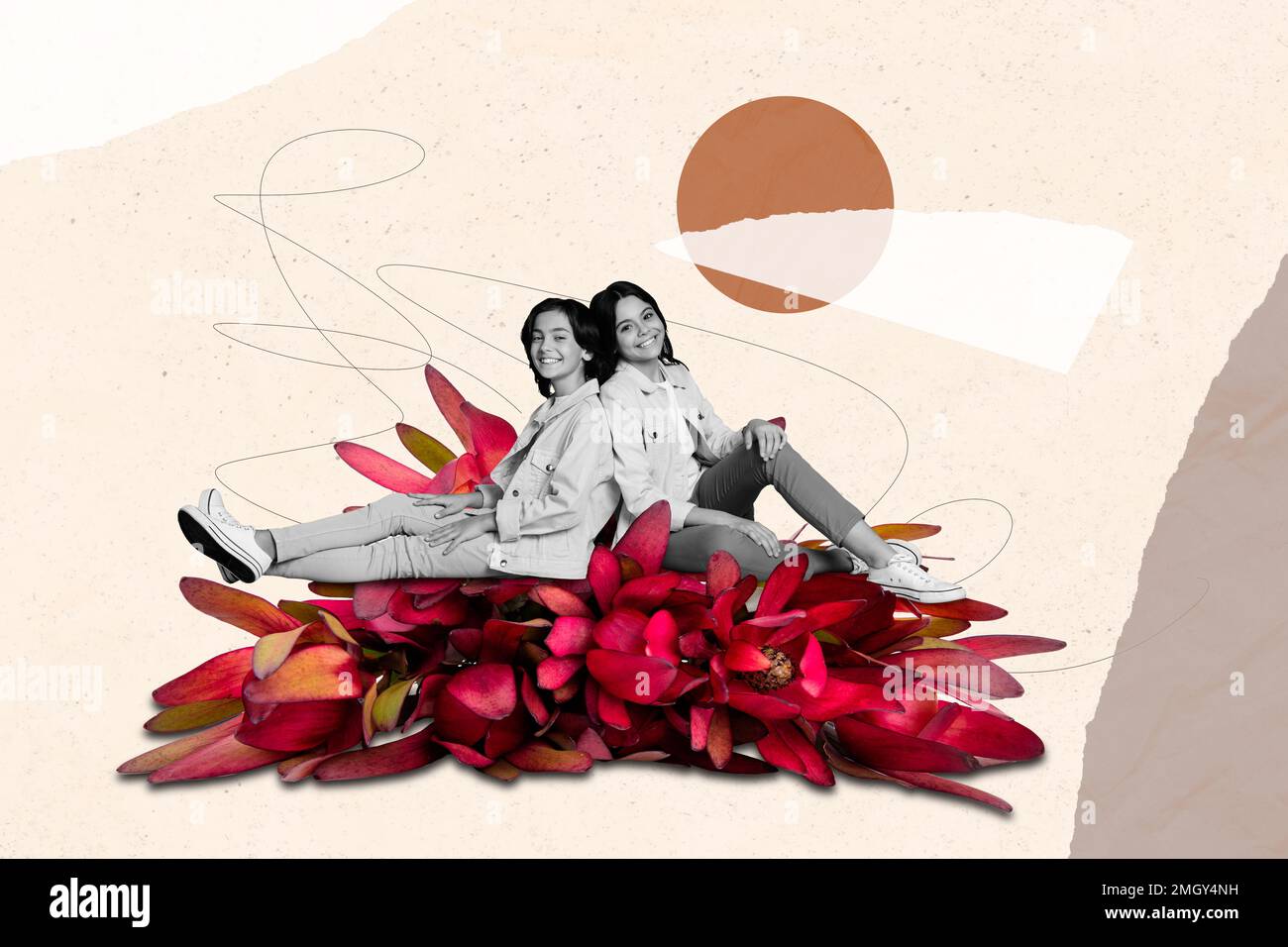 Creative photo 3d collage artwork poster postcard of joyful cute people ...