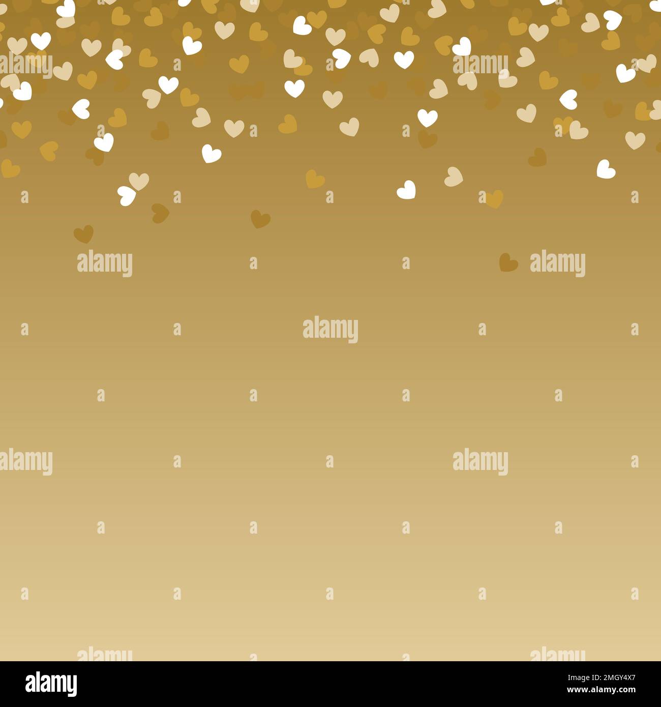 Gold heart confetti blank square banner or poster for social media ...