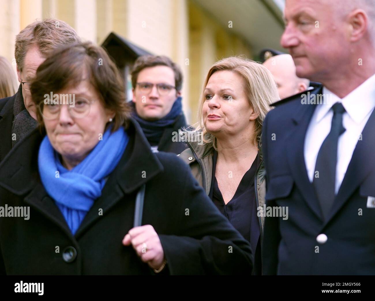 Brokstedt, Germany. 26th Jan, 2023. Nancy Faeser (2nd from right, SPD ...