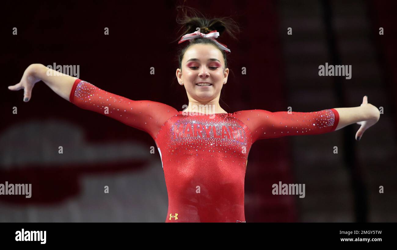 Maryland's Reese McClure competes during an NCAA gymnastics meet ...