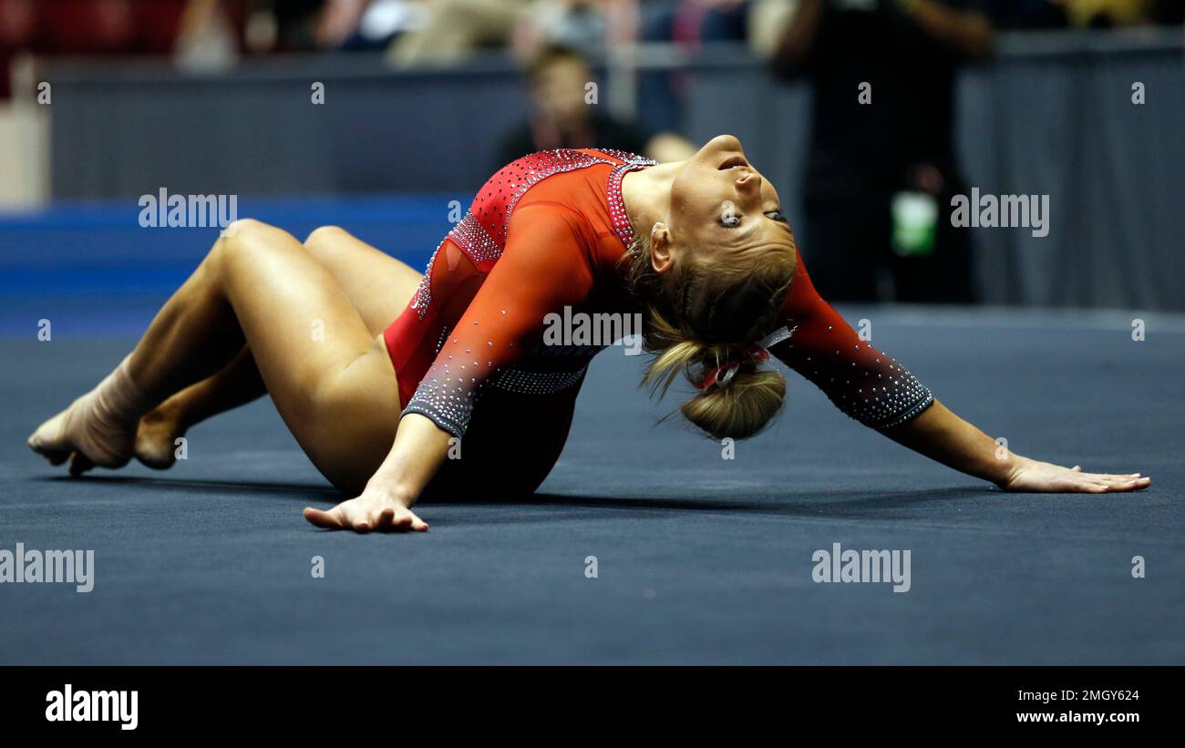 Arkansas' Sarah Shaffer competes during an NCAA Women's gymnastics meet ...