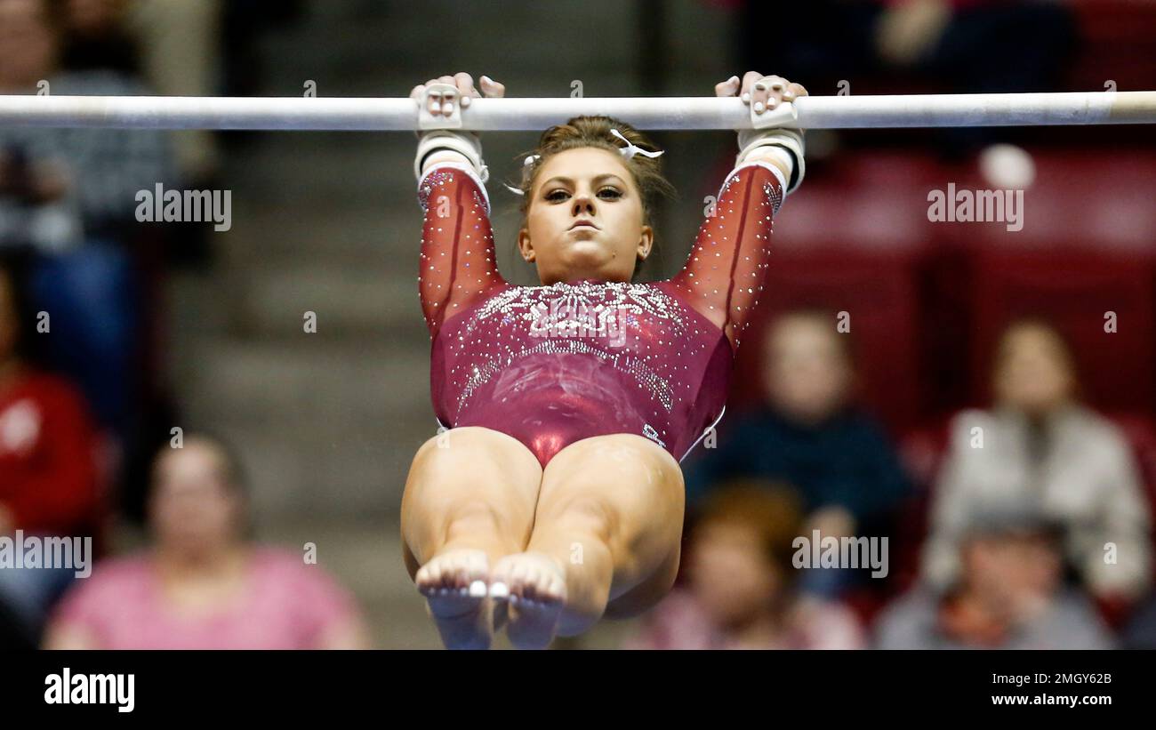 Alabama's Kylie Dixon competes during an NCAA Women's gymnastics meet ...
