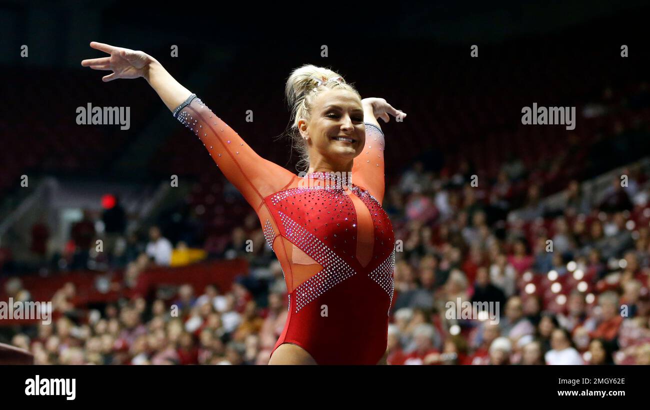 Arkansas' Sarah Shaffer competes during an NCAA Women's gymnastics meet ...
