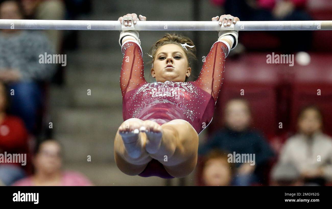 Alabama's Kylie Dixon competes during an NCAA Women's gymnastics meet ...
