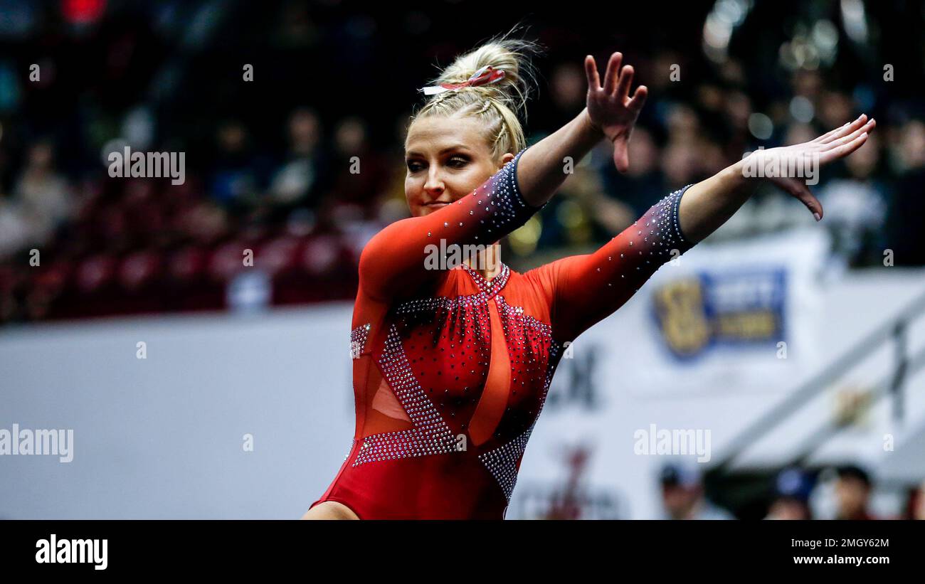 Arkansas' Sarah Shaffer competes during an NCAA Women's gymnastics meet ...