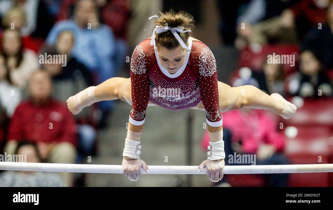 Alabama's Kylie Dickson competes during an NCAA Women's gymnastics meet ...