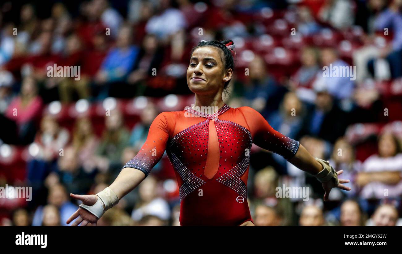 Arkansas' Sophia Carter competes during an NCAA Women's gymnastics meet ...
