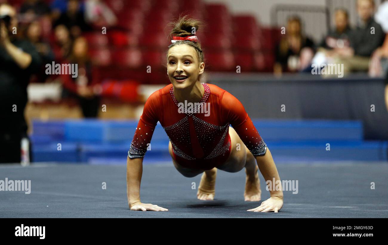 Arkansas' Kennedy Hambrick competes during an NCAA Women's gymnastics ...