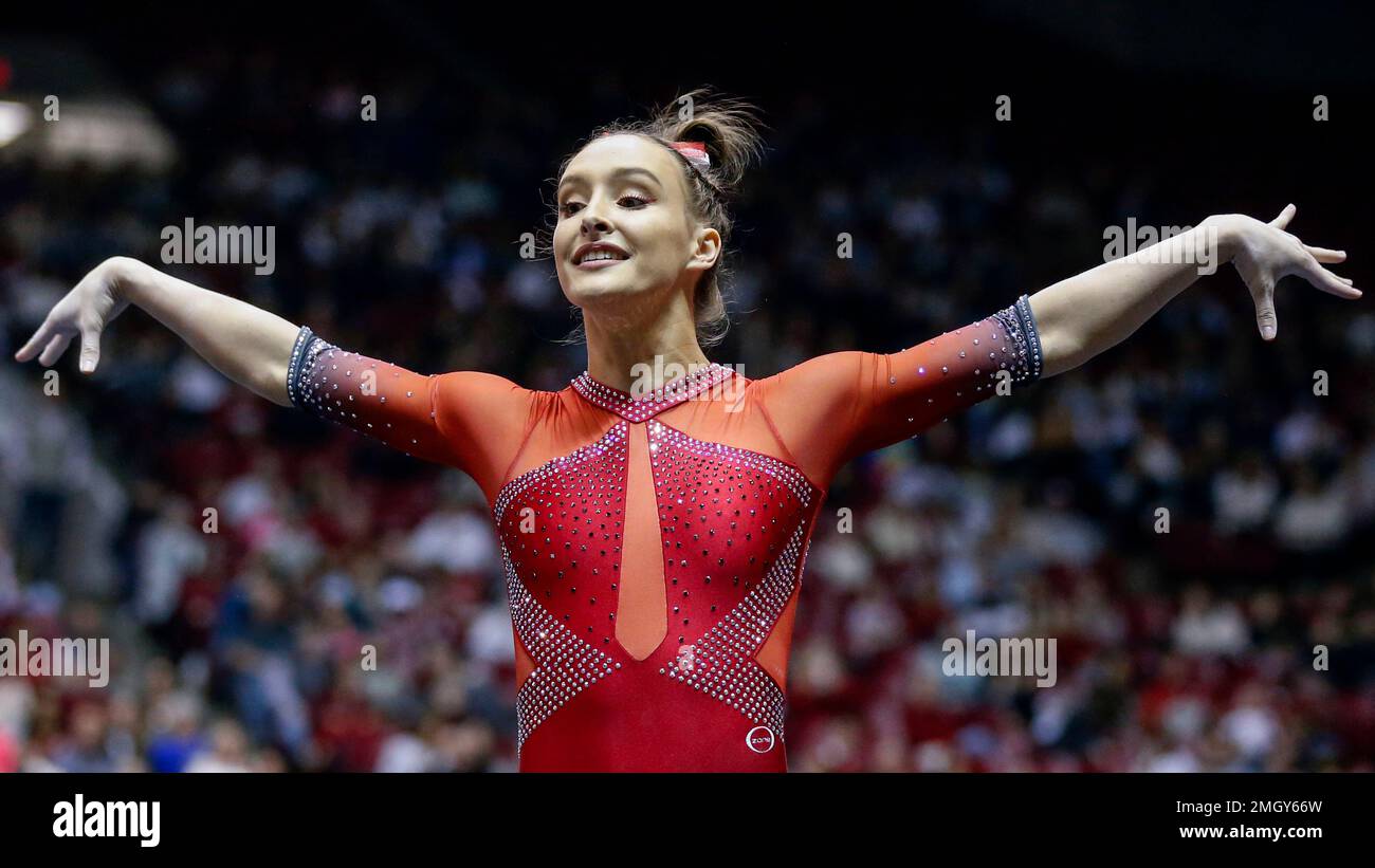 Arkansas' Kennedy Hambrick competes during an NCAA Women's gymnastics ...
