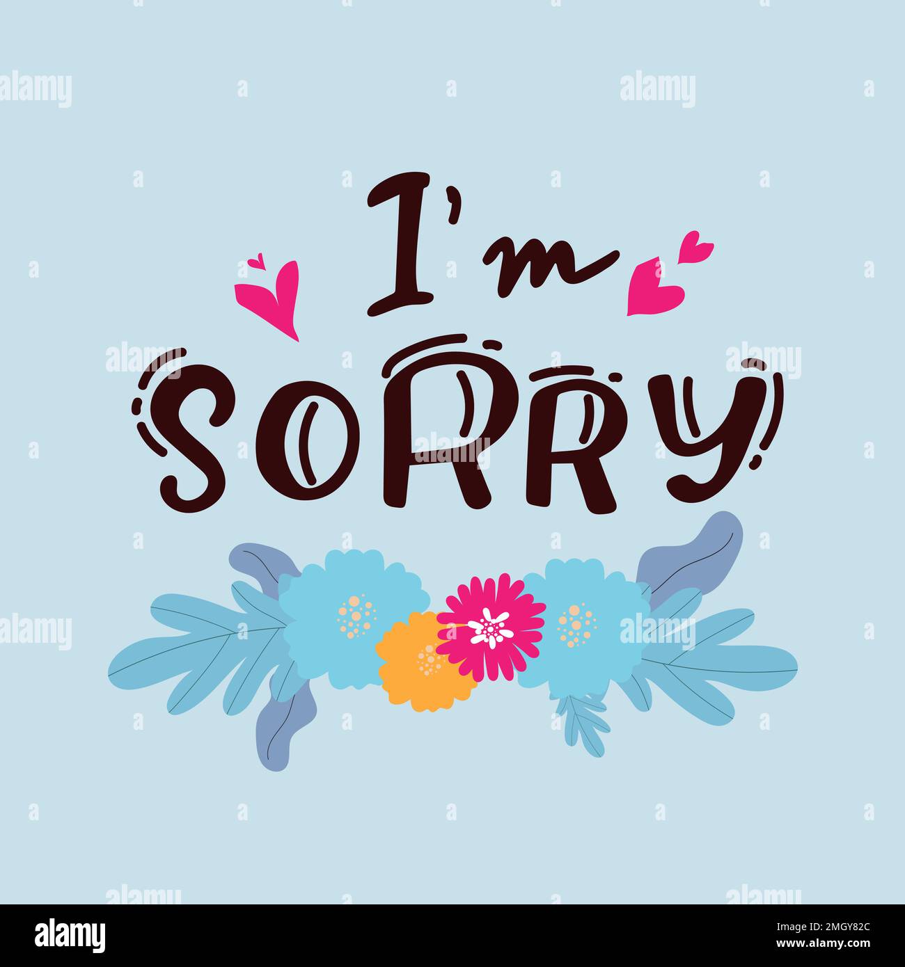 Conceptual handwritten phrase i am sorry handdrawn lettering design ...